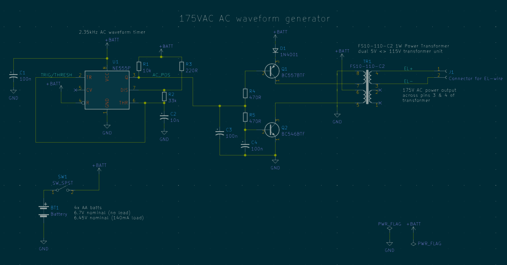 An EL-wire driver based on 555 timer – The Gremblog